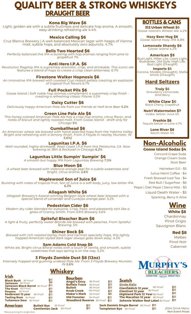 Eat and Drink - Murphy's Bleachers - Chicago's World Famous Sports Bar ...